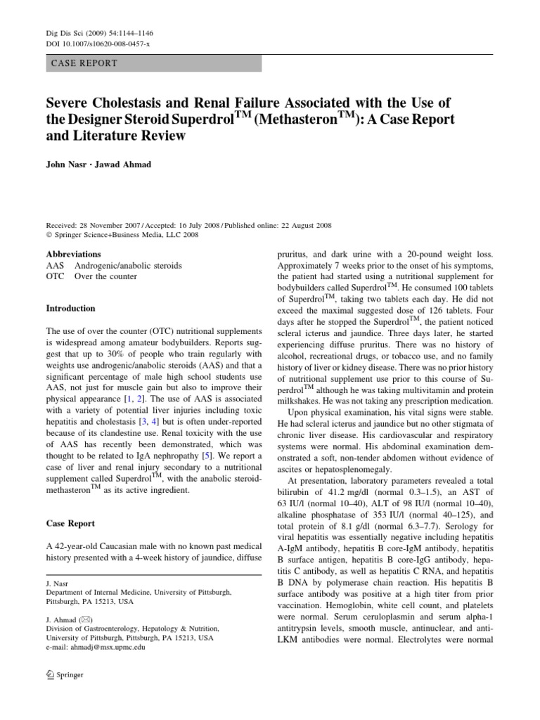 Severe Cholestasis and Renal Failure Associated With The Use of The ...