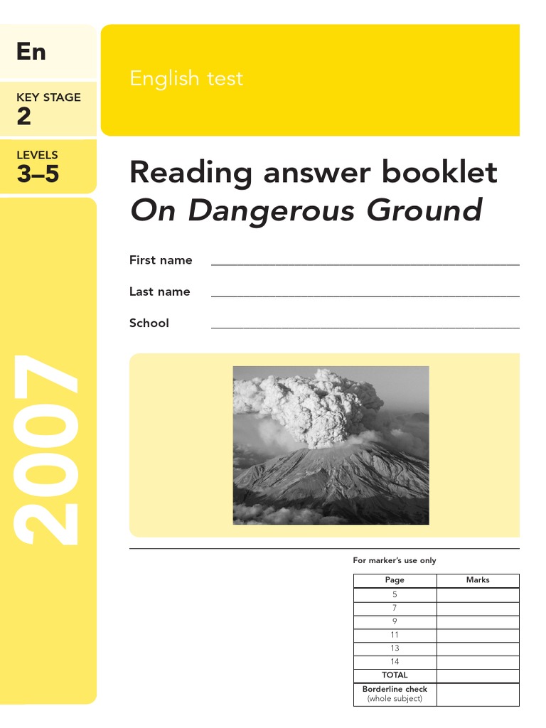 2007 Reading Answer Booklet | PDF | Volcano | Types Of Volcanic Eruptions
