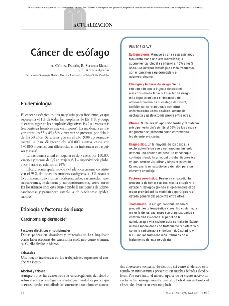 Cáncer de Esófago | PDF | Cáncer de esófago | Metástasis