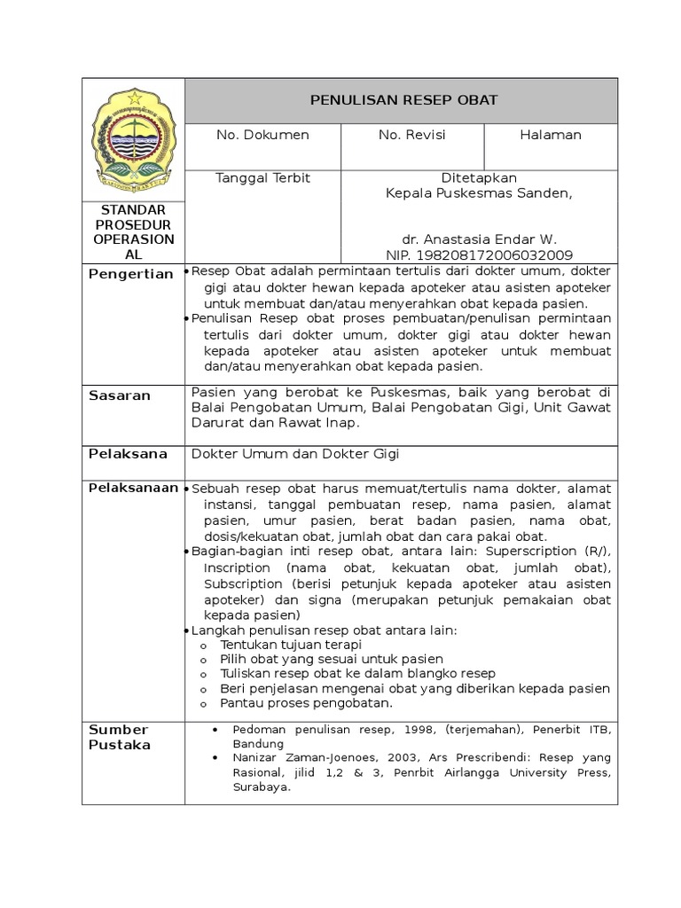 Penulisan Resep Obat | PDF