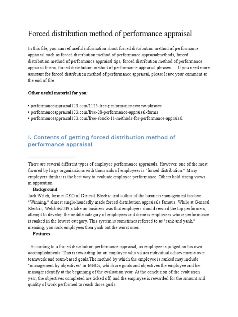 Forced Distribution Method of Performance Appraisal | Performance ...