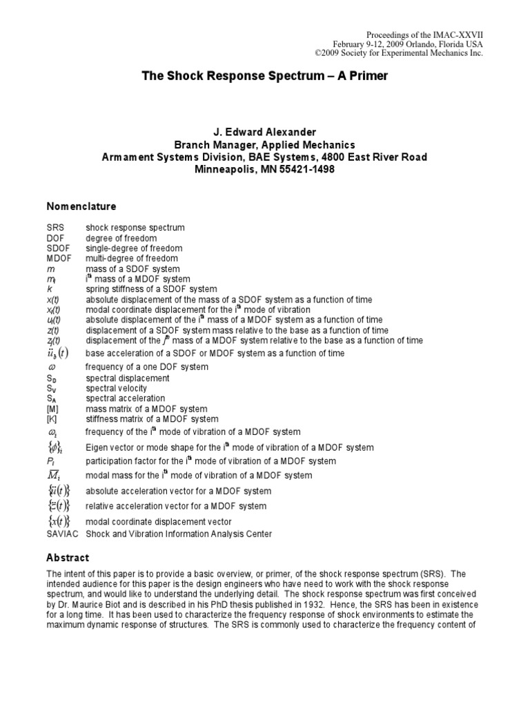 The Shock Response Spectrum - A Primer | PDF | Normal Mode | Earthquakes