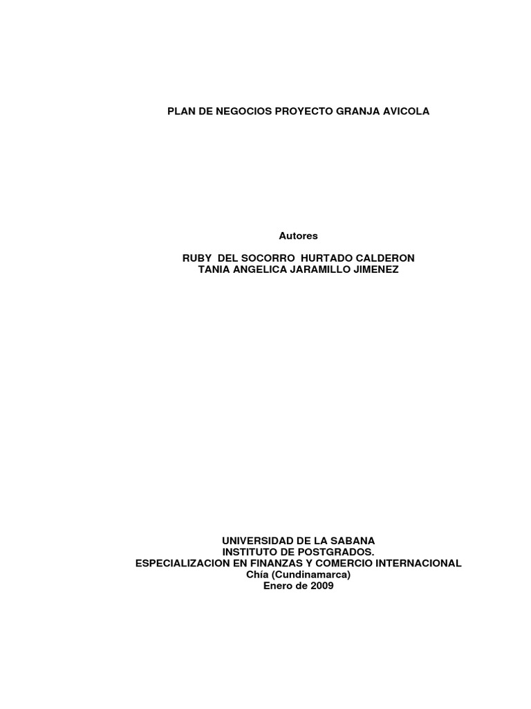 Plan de Negocio Granja Avicola PDF | PDF | Oferta (economía) | Mercado (economía)