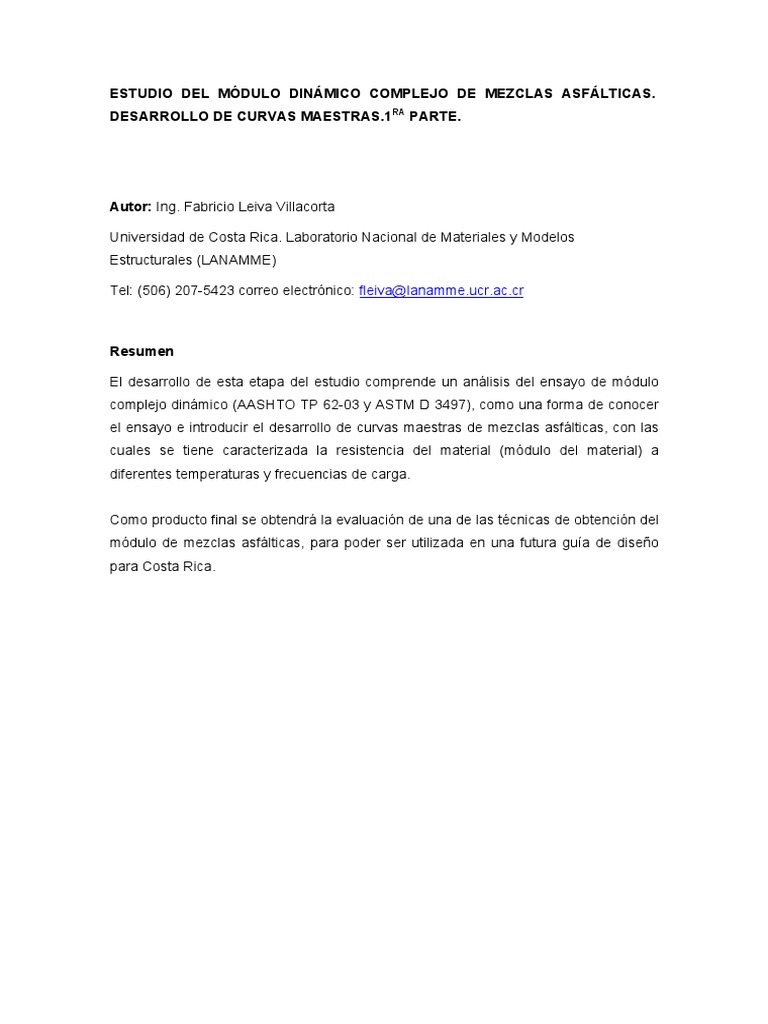 Módulo Dinámico en Mezclas Asfálticas | PDF | Optimización Matemática ...