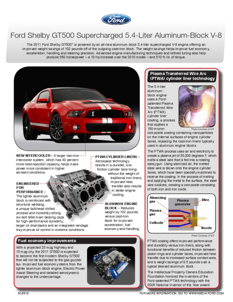 Ford Shelby GT500 Supercharged 5.4-Liter Aluminum-Block V-8 | PDF | V8 ...