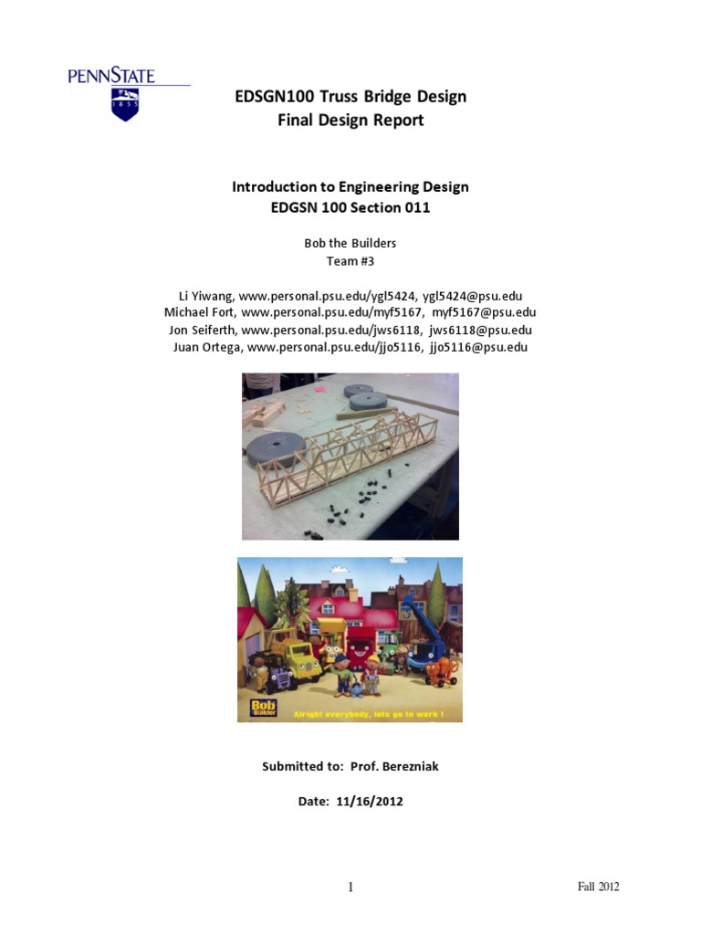 FInal Design Report | PDF | Bridge | Truss