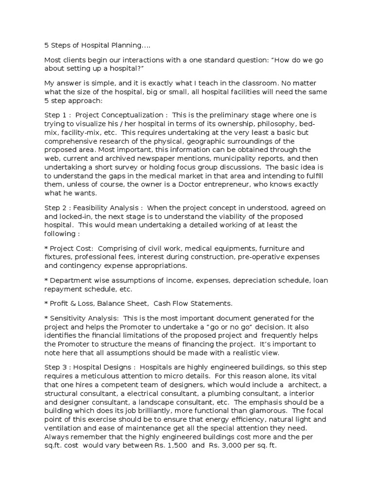 5 Steps of Hospital Planning | PDF | Occupational Safety And Health ...