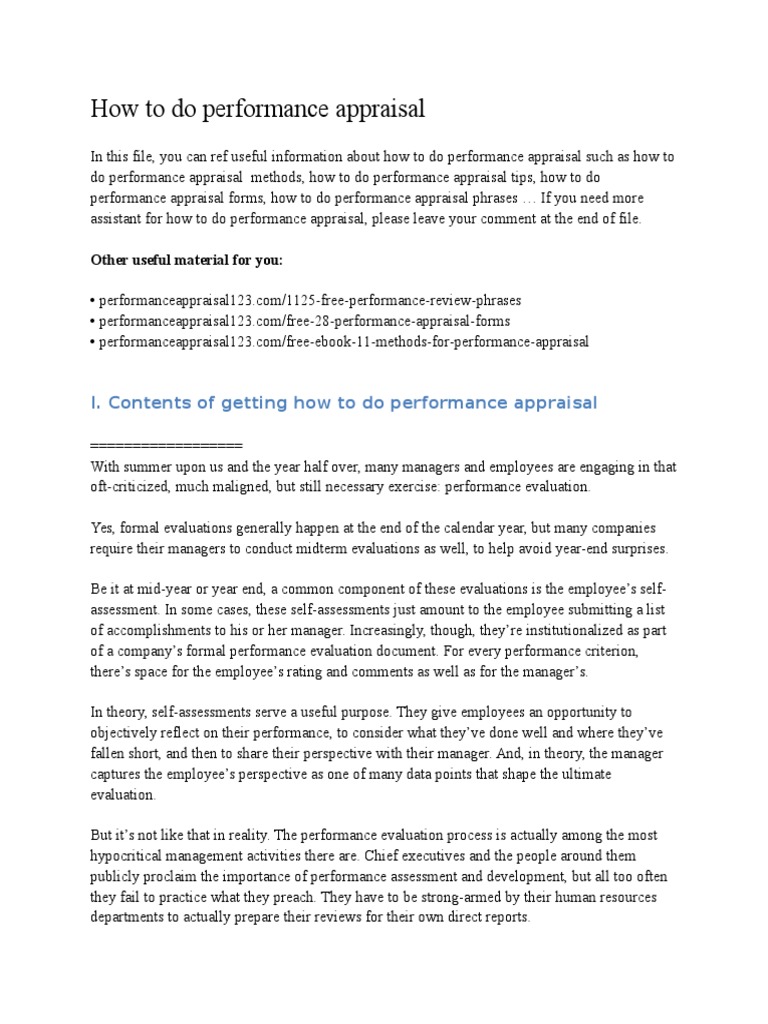 How To Do Performance Appraisal | PDF | Performance Appraisal | Employment