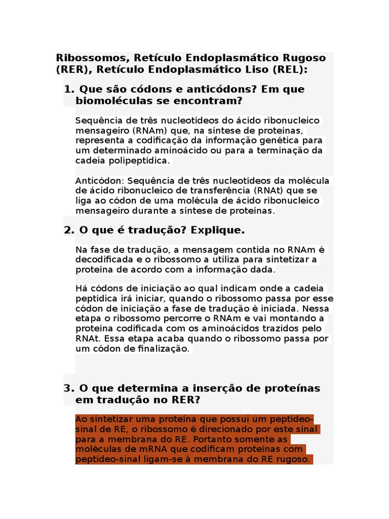 Ribossomos, Retículo Endoplasmático Rugoso (RER), Retículo ...