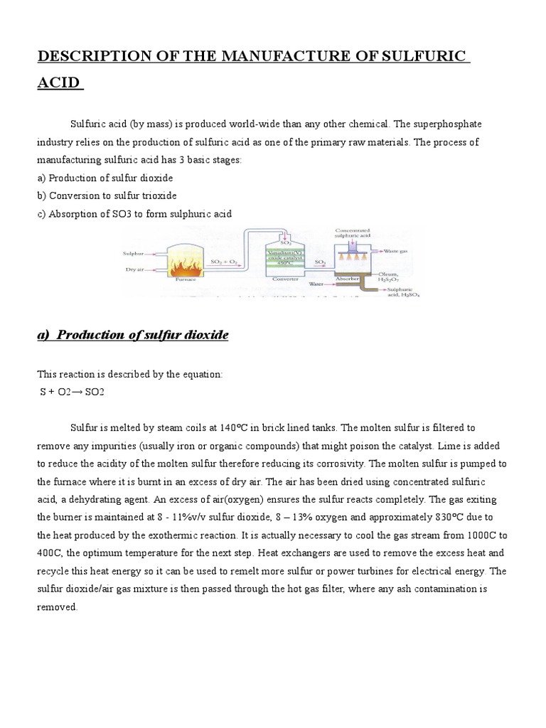 Sulfuric Acid Manufacturing Process | Sulfuric Acid | Sulfur Dioxide