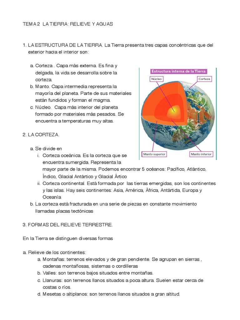 Tema 2 El Relieve de La Tierra | PDF | Río | Terreno