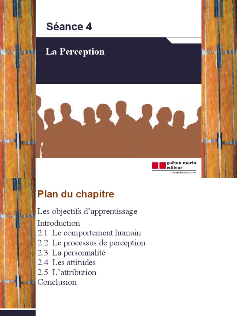 Séance 5 La Perception | PDF | Sens (physiologie) | la perception
