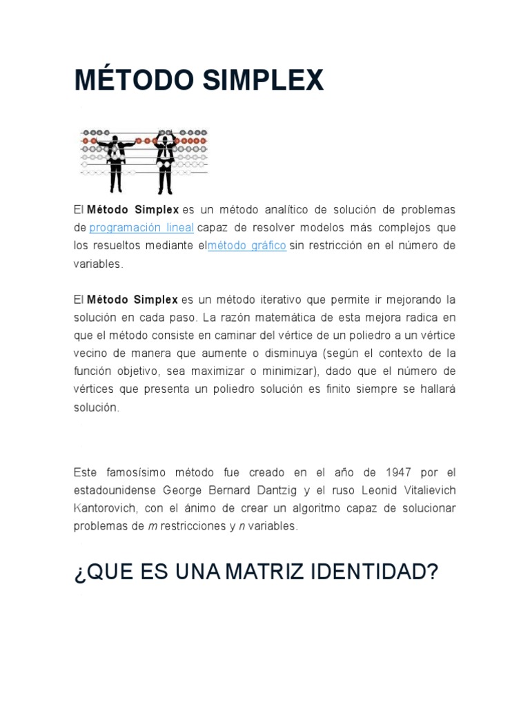 Método Simplex Pasos | PDF | Matriz (Matemáticas) | Programación lineal