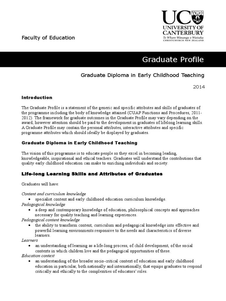 Graduate Profile Template Graduate | PDF | Early Childhood Education ...