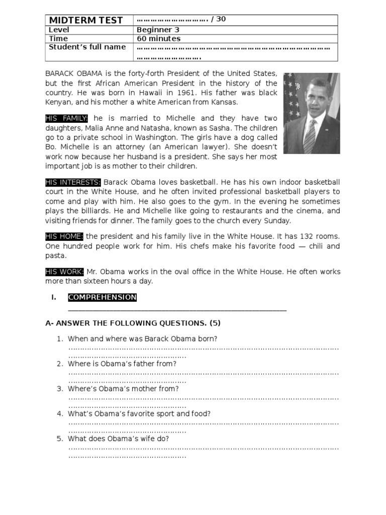 Barack Obama: A Biography for Kids | PDF | Michelle Obama | Grammar