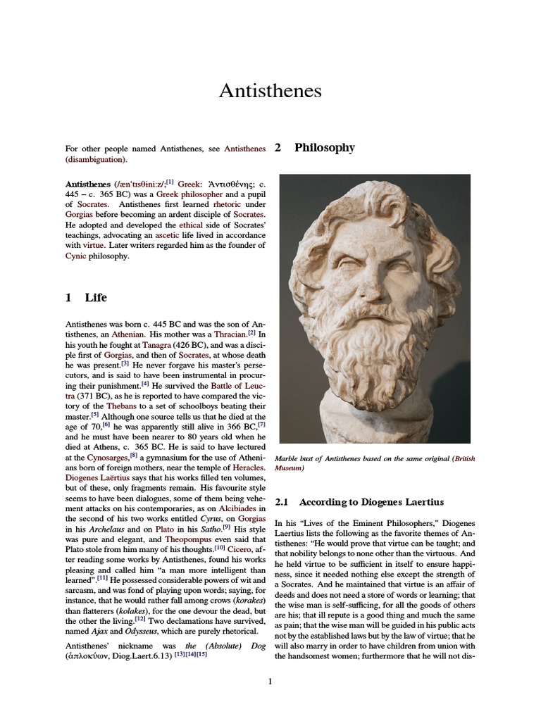 Antisthenes | PDF | Ancient Greek Philosophy | Science
