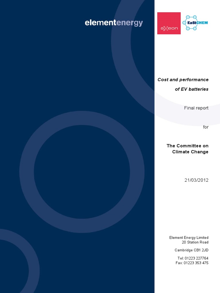 CCC Battery Cost - Element Energy Report - March2012 - Public PDF | PDF ...