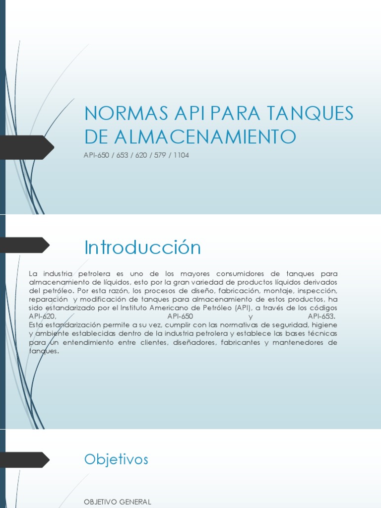 Normas API para Tanques de Almacenamiento | PDF | Organización ...