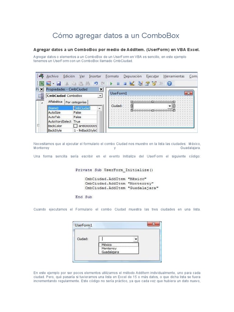 Agregar Datos A Un ComboBox | PDF | Macro (informática) | Microsoft Excel