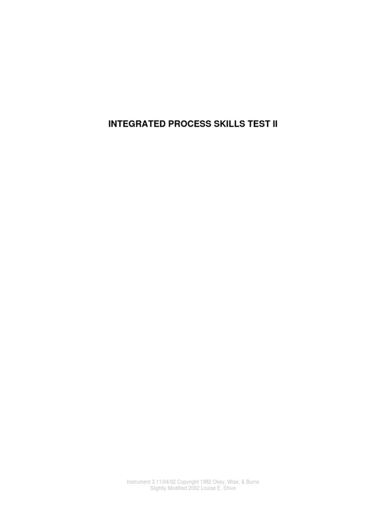 Test of Integrated Science Process Skills | PDF | Pressure | Fuel ...