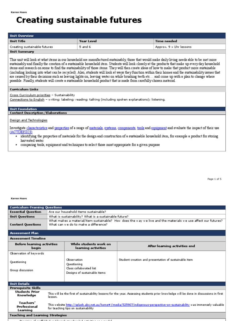 Sustainability Unit Plan | PDF | Sustainability | Internet