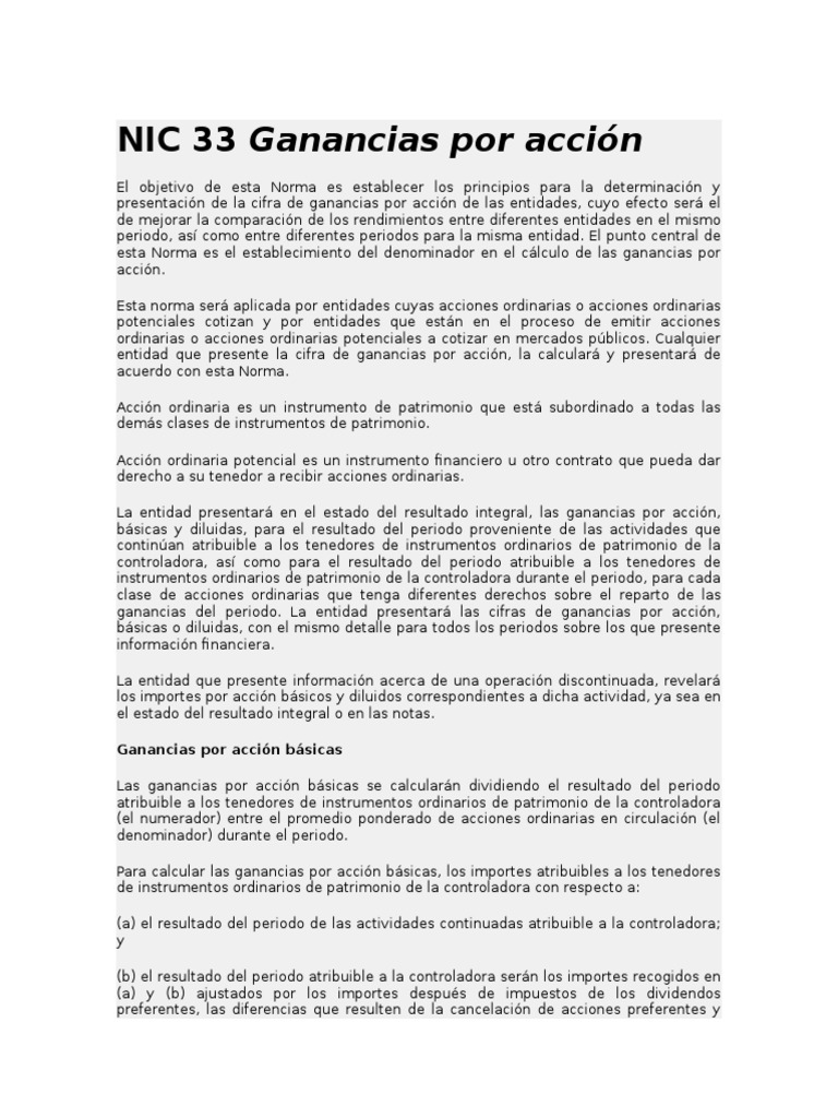 Nic 33 | PDF | Acciones preferentes | Compartir (Finanzas)