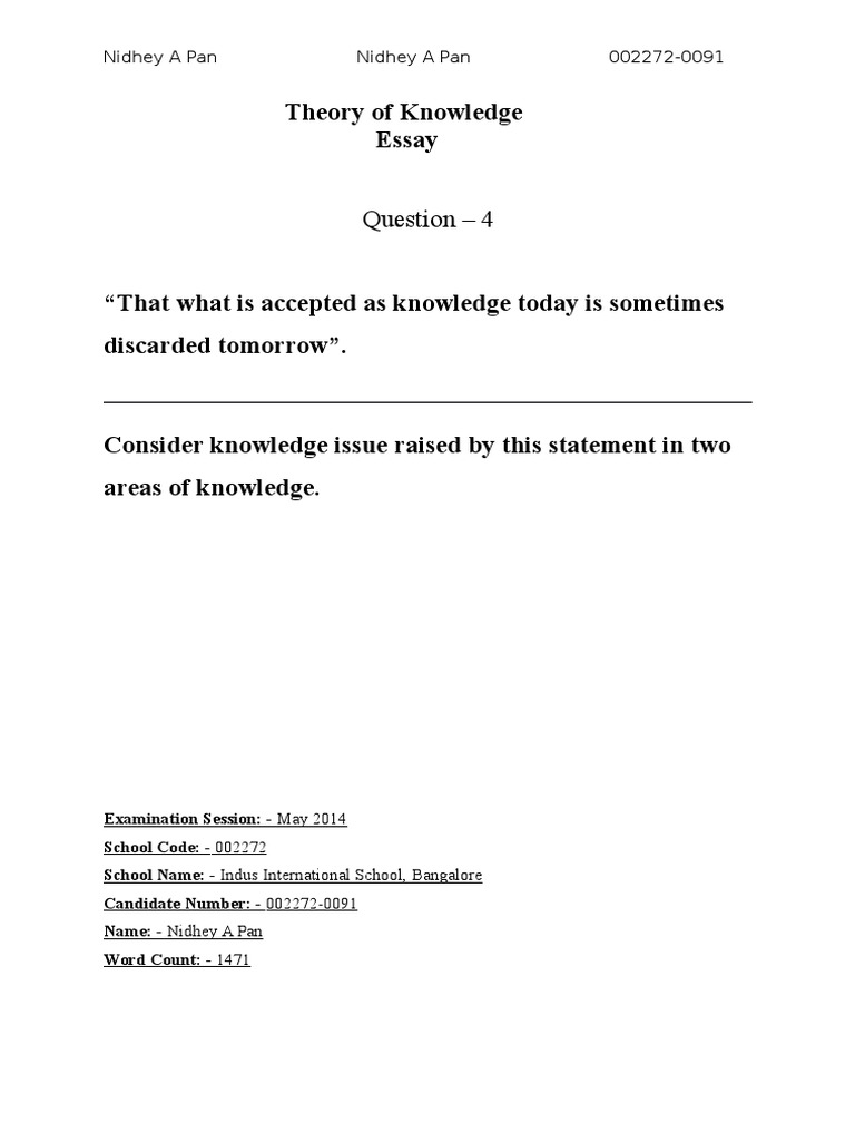 Theory of Knowledge Essay: Question - 4 | PDF | Geisha | Epistemology