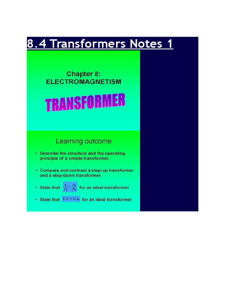 8.4 Transformers Notes 1 | PDF