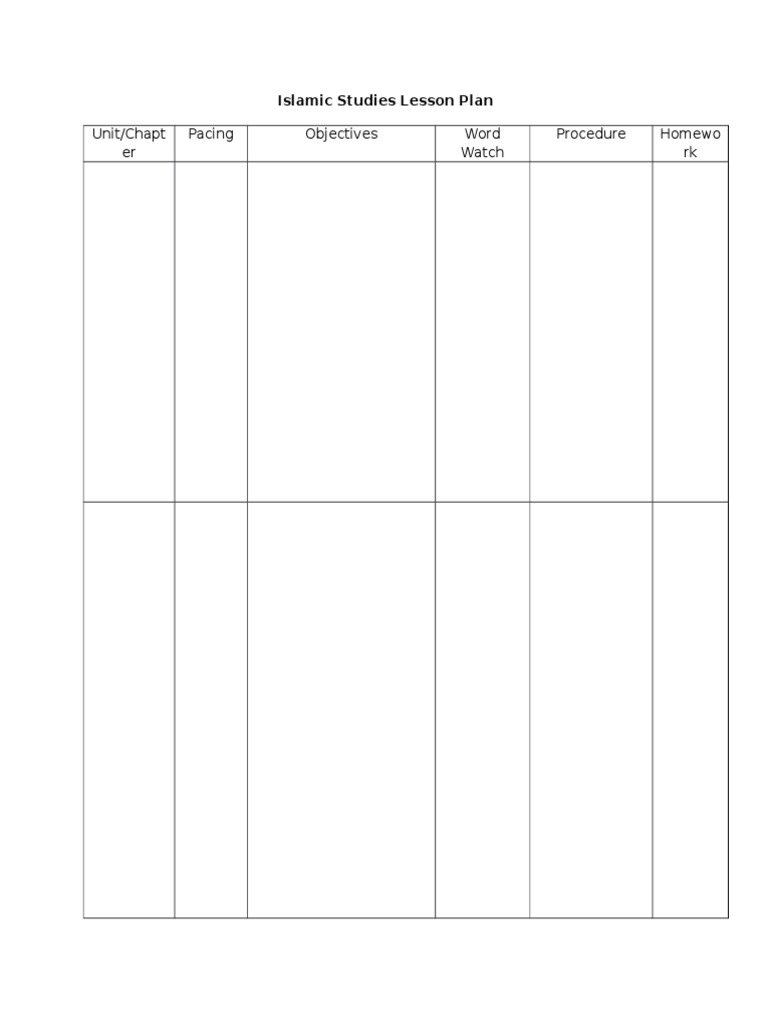 Islamic Studies Lesson Plan | PDF