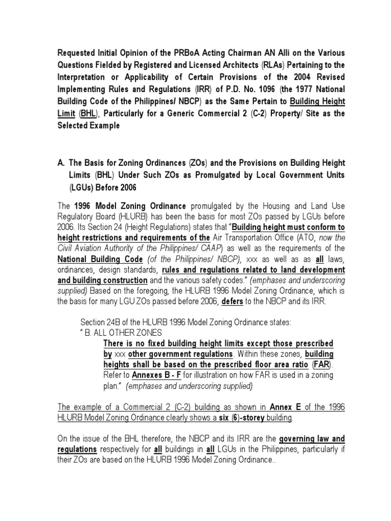 Interpretation Building Height C-2 | PDF | Zoning | Building Code