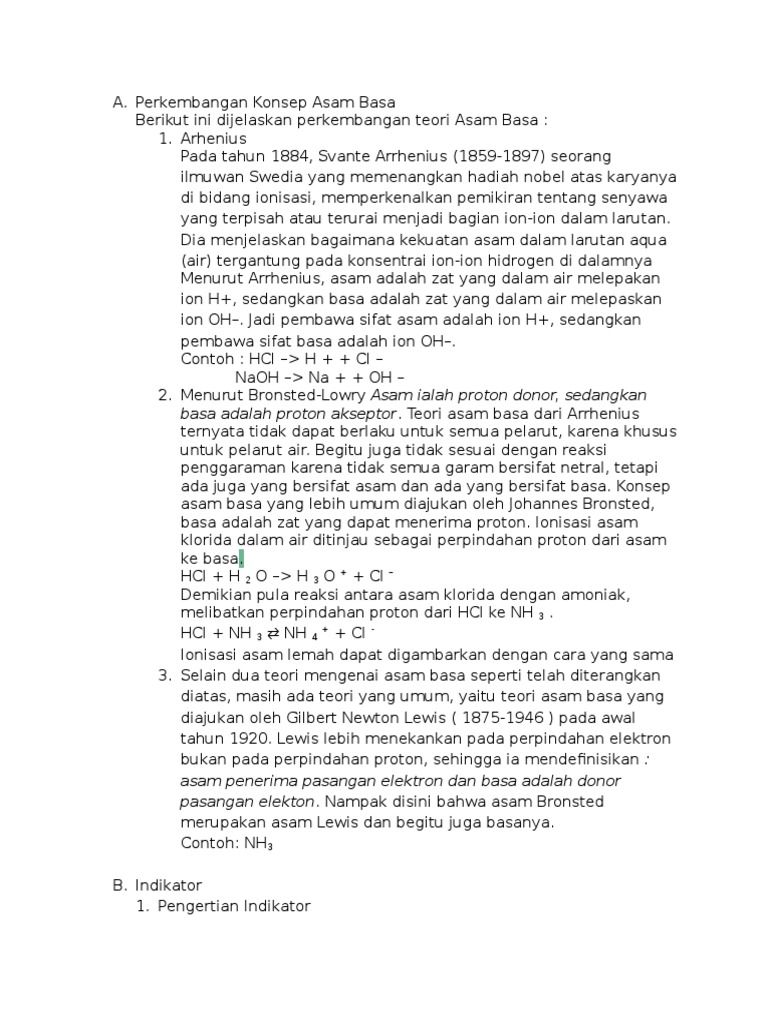 Perkembangan Konsep Asam Basa | PDF | Kajian Bahasa Asing