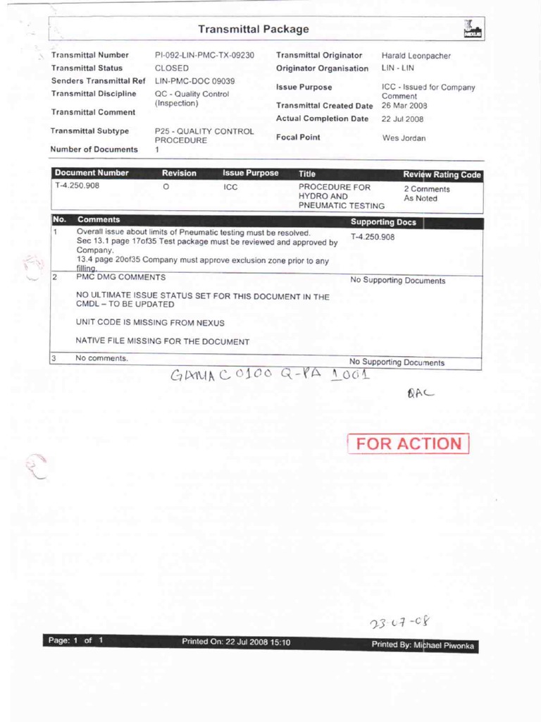 Pneumatic Testing Procedure Overview | PDF | Valve | Leak