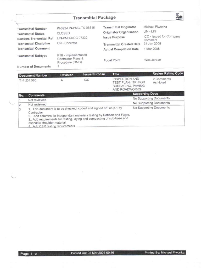 029-Itp Paving and Roads PDF | PDF | Specification (Technical Standard ...