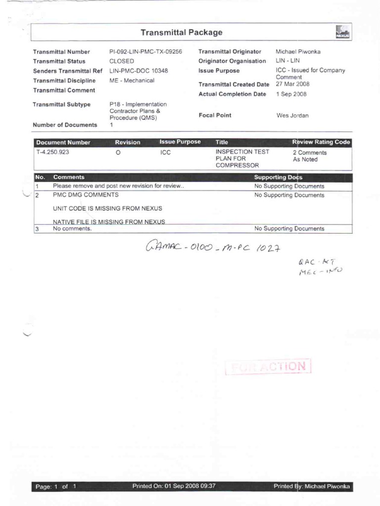 036-ITP For Compressor PDF | PDF | Pipe (Fluid Conveyance) | Resistor