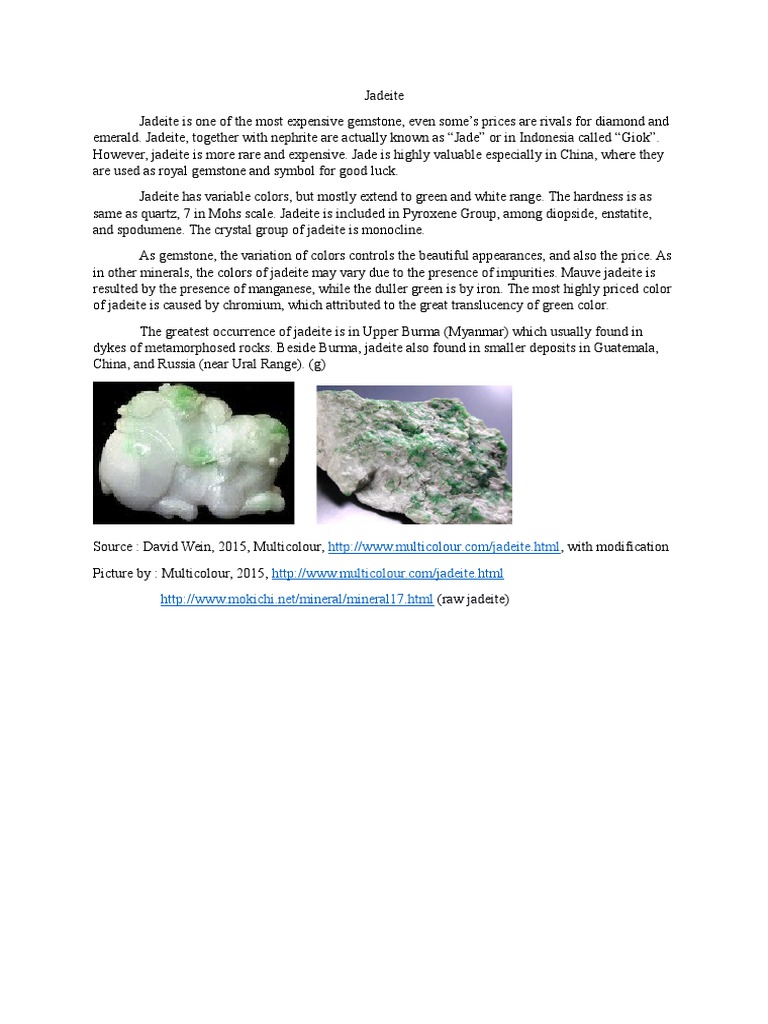 Jadeite: Rarity, Value, and Colors | PDF | Home & Garden