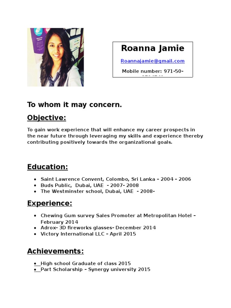 Roanna Jamie CV | PDF