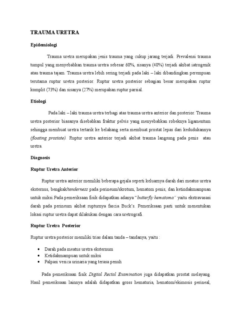 Diagnosis dan Tatalaksana Trauma Uretra | PDF | Kesehatan Holistik | Sains & Matematika