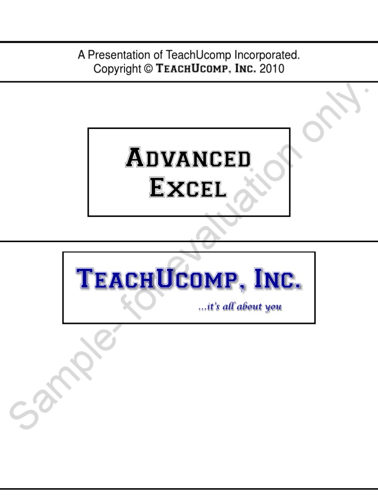 Only.: Advanced Excel | PDF | Database Index | Microsoft Excel