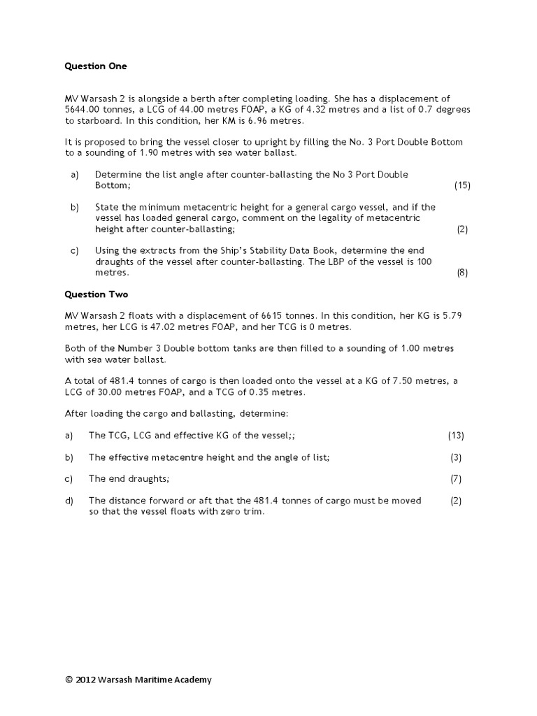 Stability | PDF | Naval Architecture | Water Transport