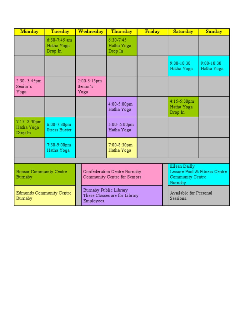 Yoga Schedule | PDF