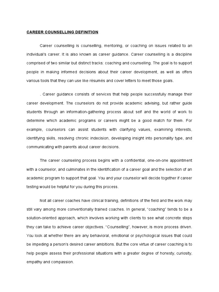 Understanding The Career Counselling Process A Three Stage Model Of