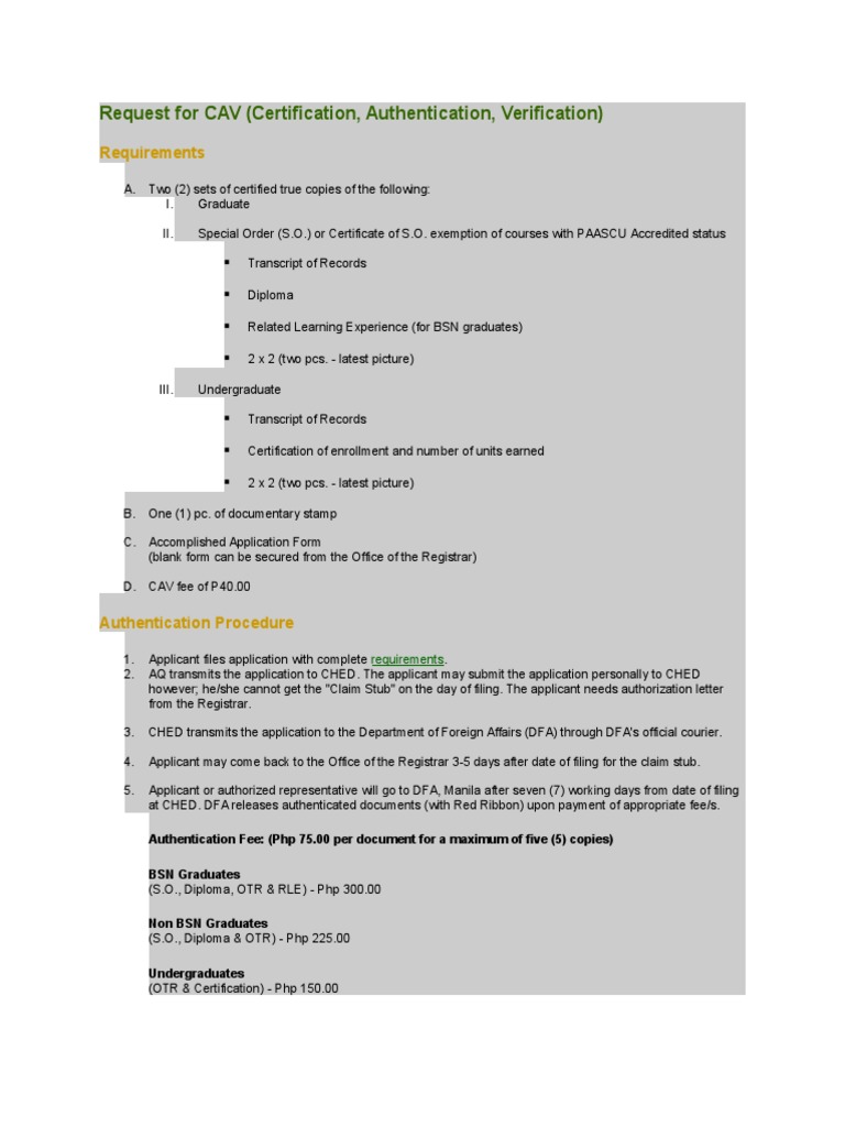 Request For CAV | PDF