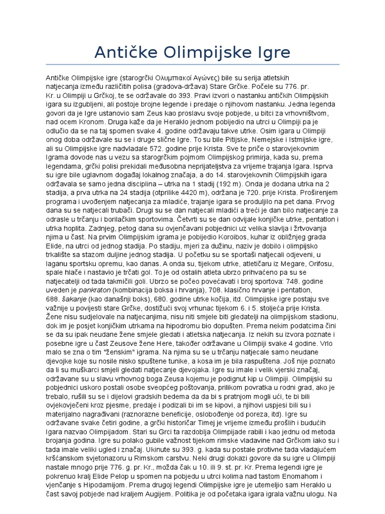 Antičke Olimpijske Igre | PDF
