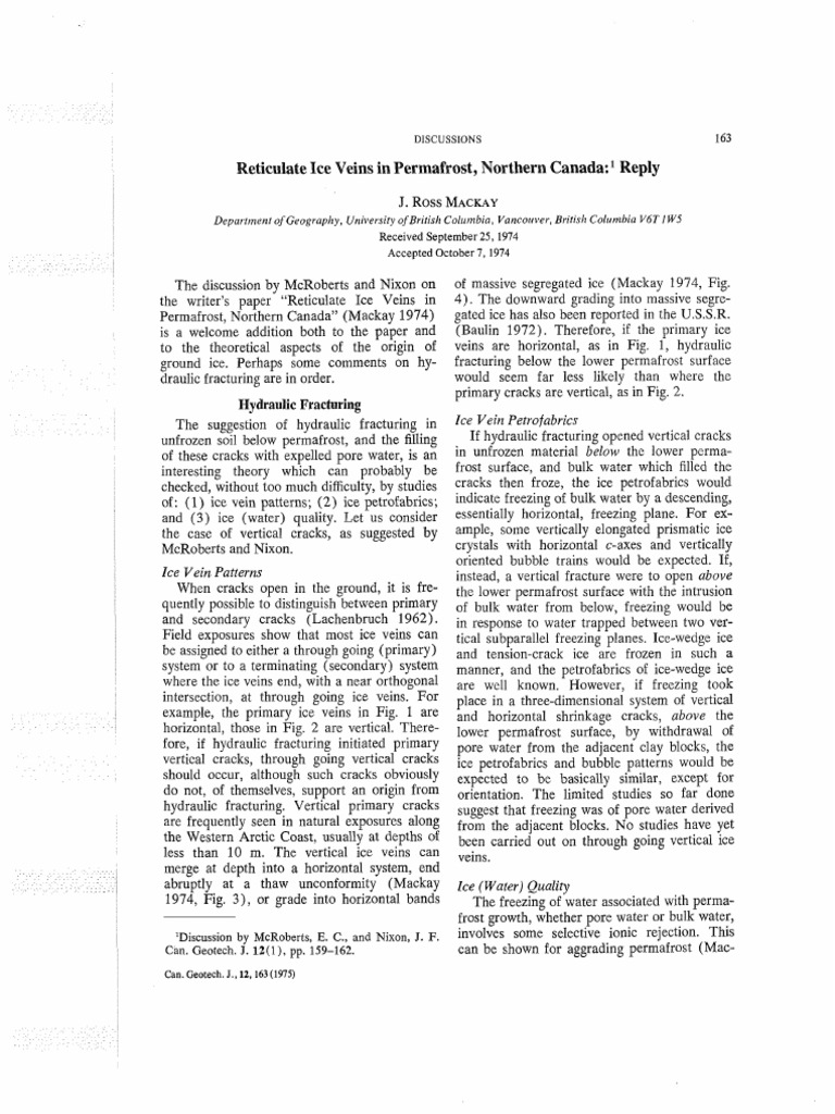 Reticulate Ice Veins in Ermafrost Northern Canada: Reply: Mackay | PDF ...