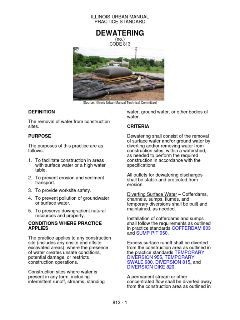 Guidelines for Effective Dewatering Practices to Facilitate ...