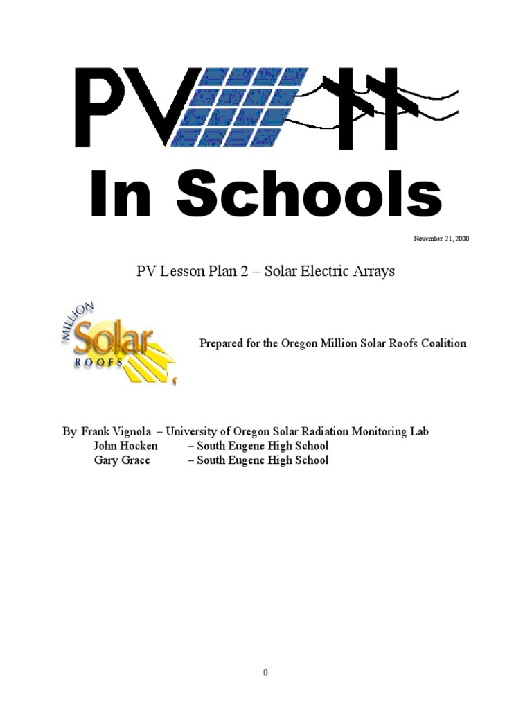 PV Lesson Plan 2 Solar Electric Arrays | PDF | Photovoltaic System ...