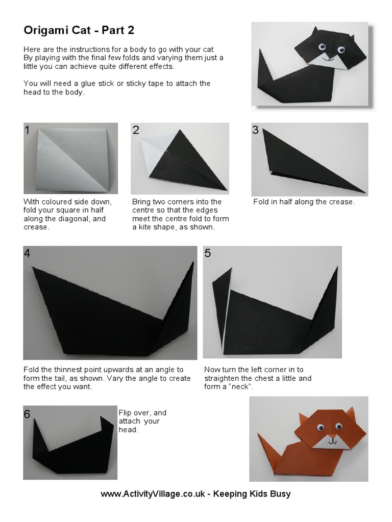 Step-by-Step Origami Cat Instructions | PDF