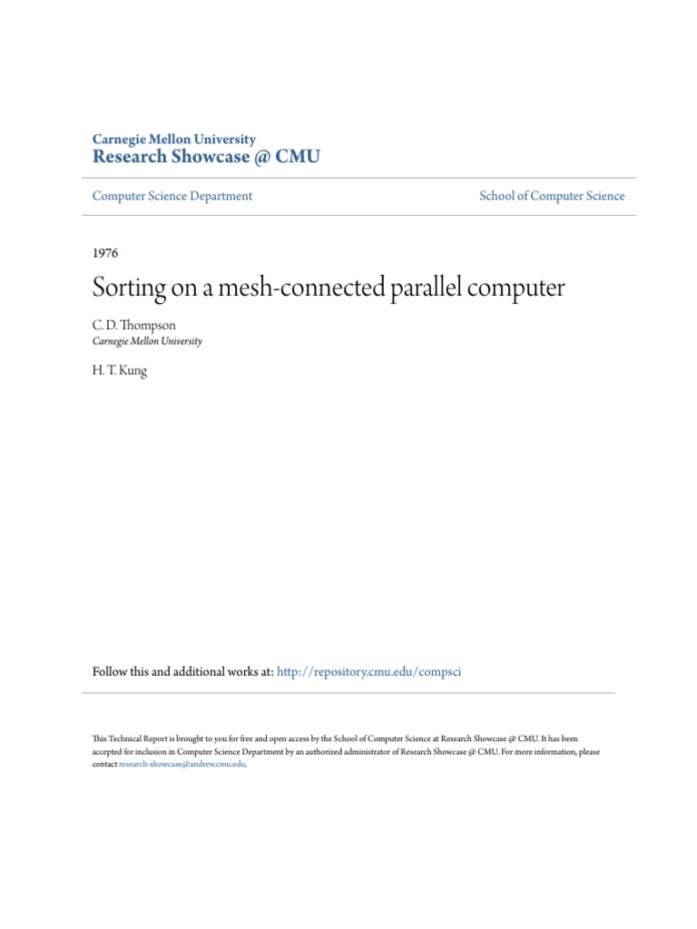 Sorting On A Mesh-Connected Parallel Computer | PDF | Carnegie Mellon ...