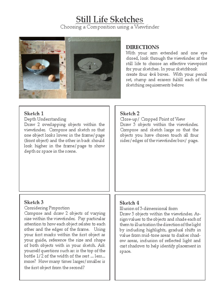 Viewfinder Techniques for Still Life Sketches | PDF | Home & Garden | Art