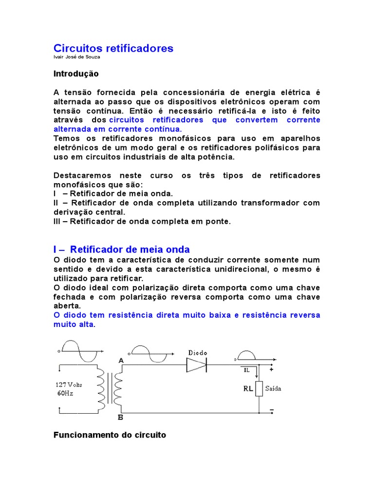 Circuitos Retificadores e Seus Tipos | PDF | Diodo | Retificador